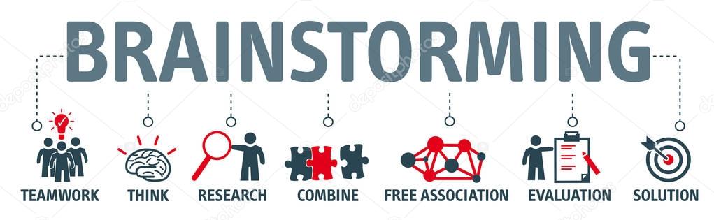 Banner Brainstorming vector illustration with keywords and icons ... Banner Brainstorming vector illustration with keywords and icons ...