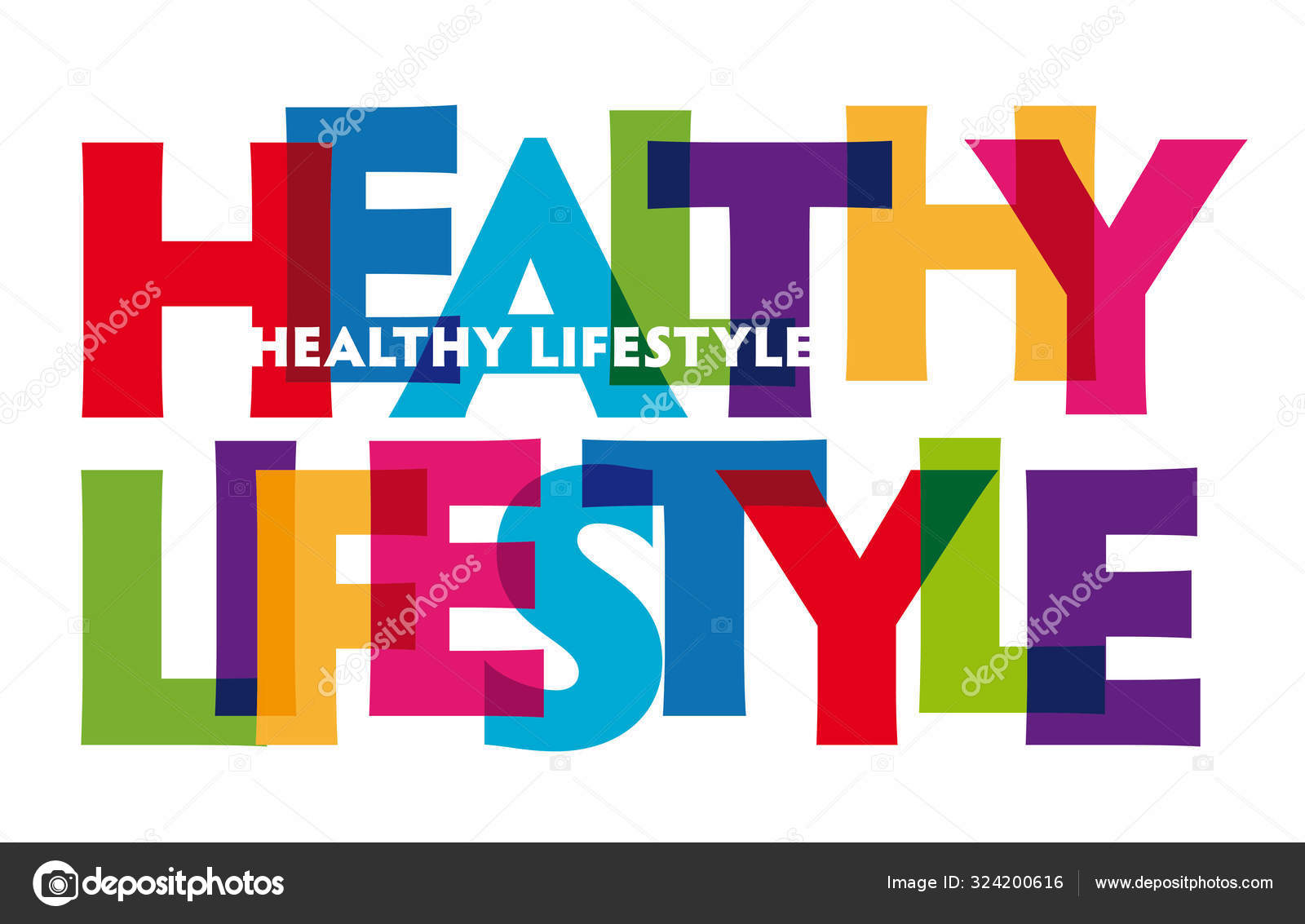 Estilo Vida Saludable Banner Letras Ilustración Vectorial Ilustración ...