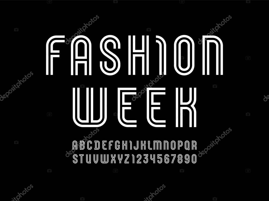 Fuente rayada sans serif, alfabeto blanco de dos rayas, letras ...