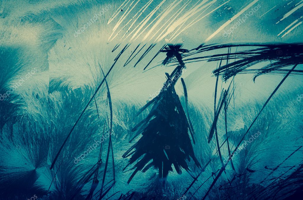 Scratched tree shape in frosty window — Stock Photo © KatarinaGondova ...