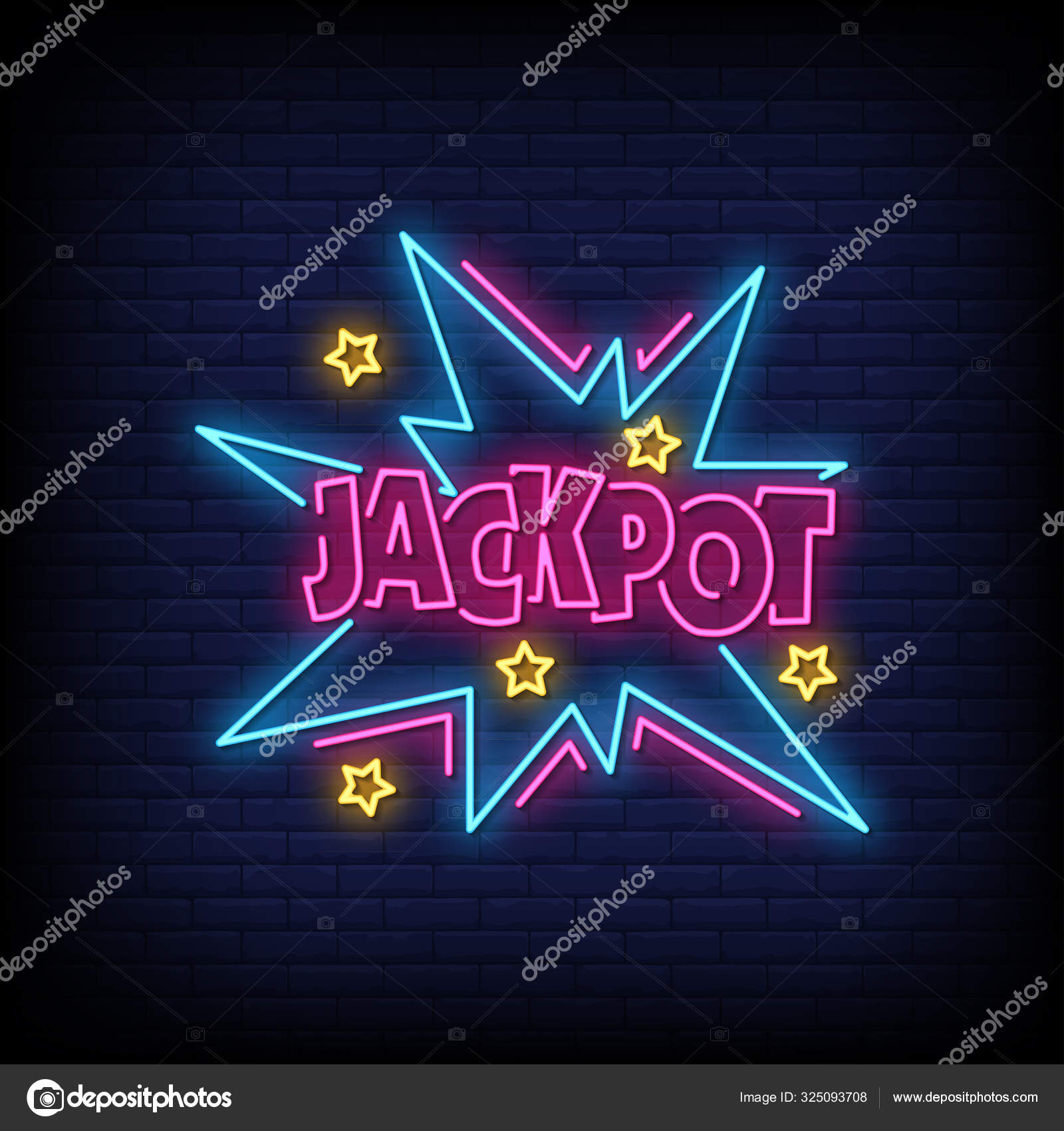 Jackpot Lettering Text Effect Neon Light Banner Poster Vector Stock ...