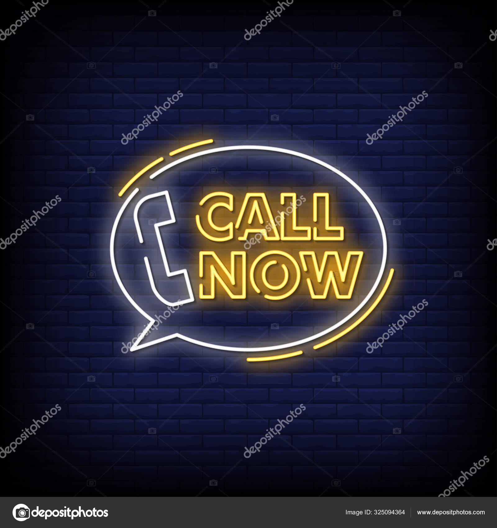 Call Now Lettering Text Effect Neon Light Banner Poster Vector Stock ...