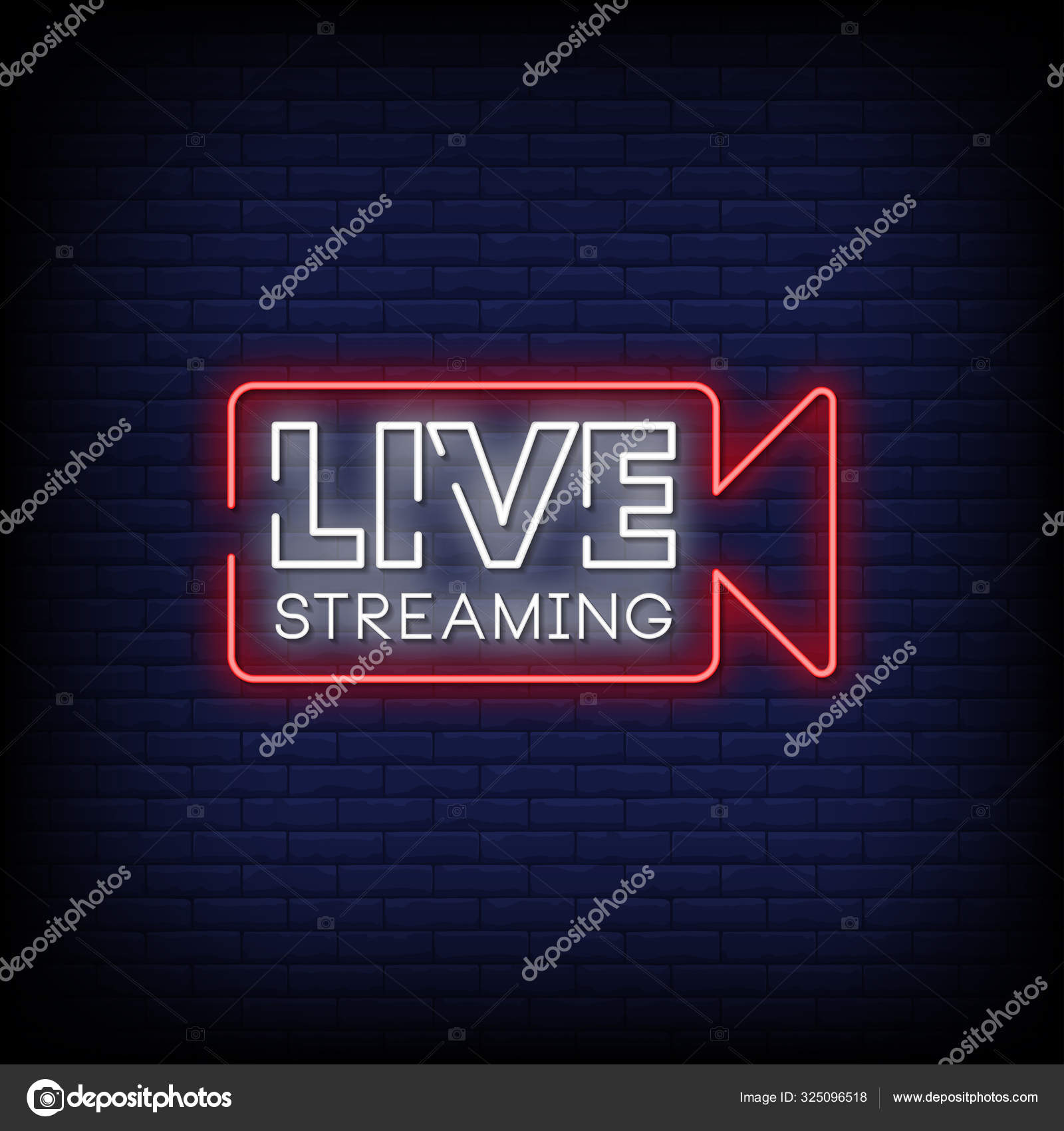 Live Streaming Lettering Text Effect Neon Light Banner Poster Vector ...