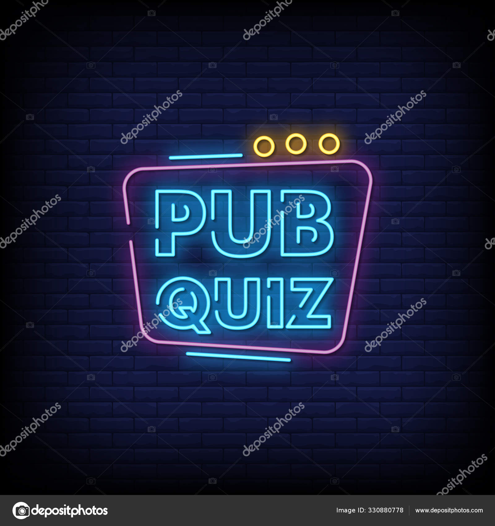 Glowing Lettering Pub Quiz Dark Wall Background Stock Vector Image by ...