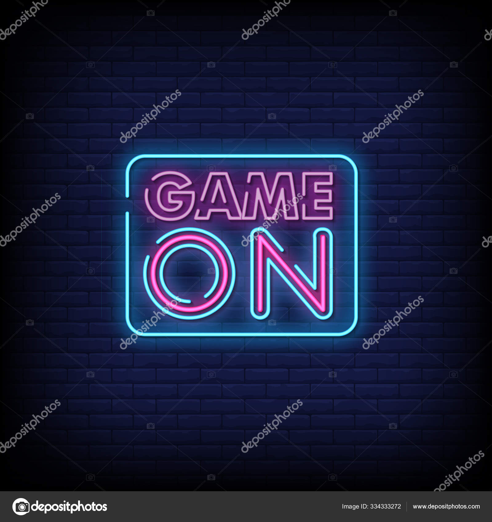Game Glowing Lettering Dark Wall Background Simply Vector Illustration ...