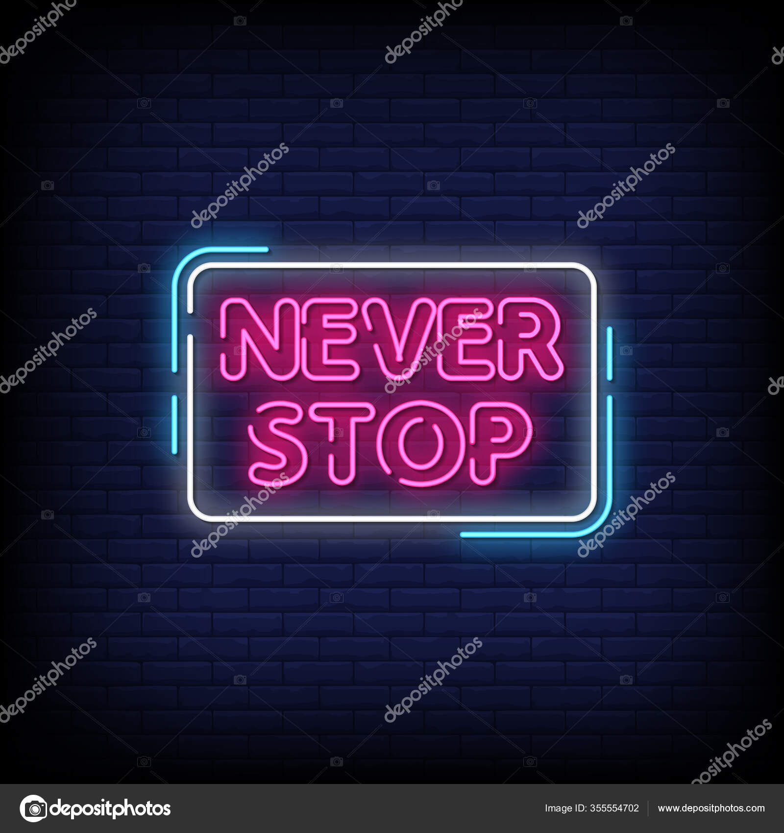 Never Stop Neon Signs Style Text Stock Vector Image by ©bohlam #355554702