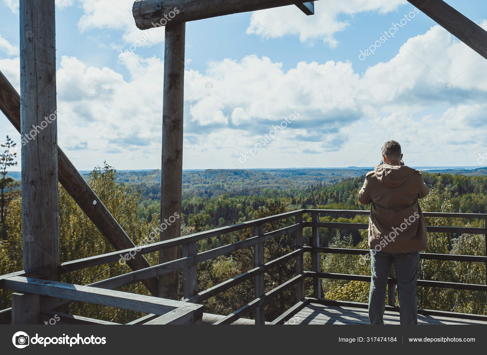 Forest Fire Watch Tower Tall Architectural Lookout Structure Man Stock ...