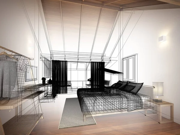 abstract sketch design of interior bedroom - Stock Image - Everypixel