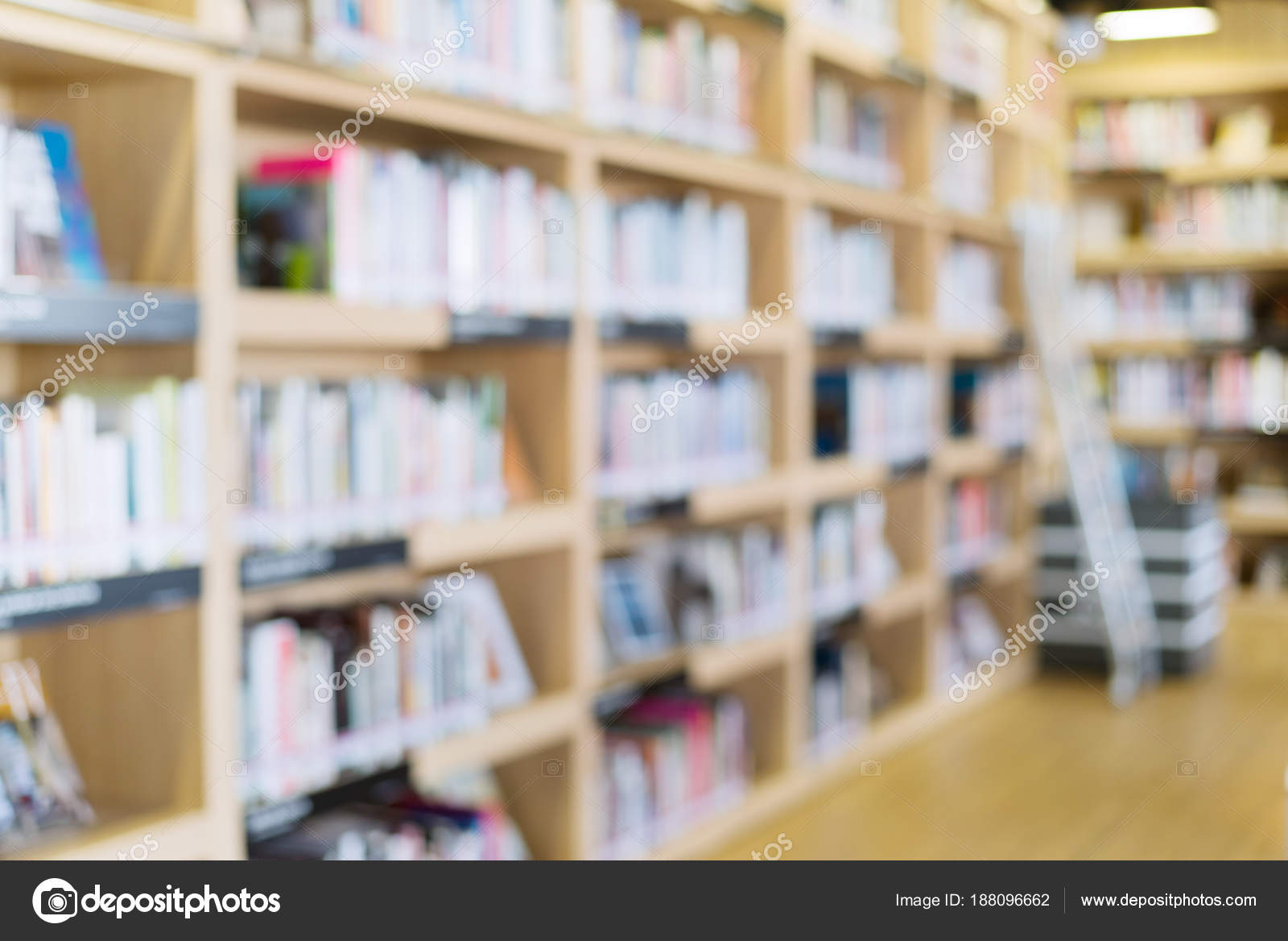 Blurred Bookshelf Library Room Your Background Design — Stock Photo ...
