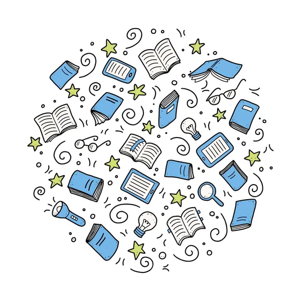 Seamless Pattern Of Hand Drawn Book Doodle Style Vector Illustration