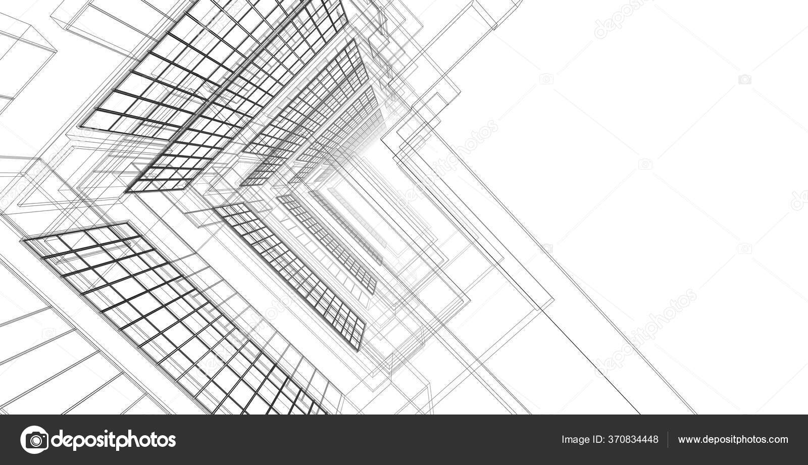 Modern Architecture Wireframe Concept Urban Wireframe Wireframe ...