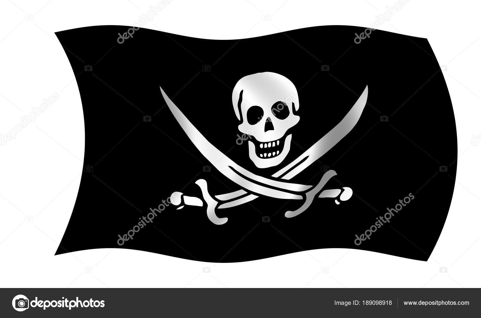 Waving pirate flag in wind Stock Photo by ©imagerun 189098918