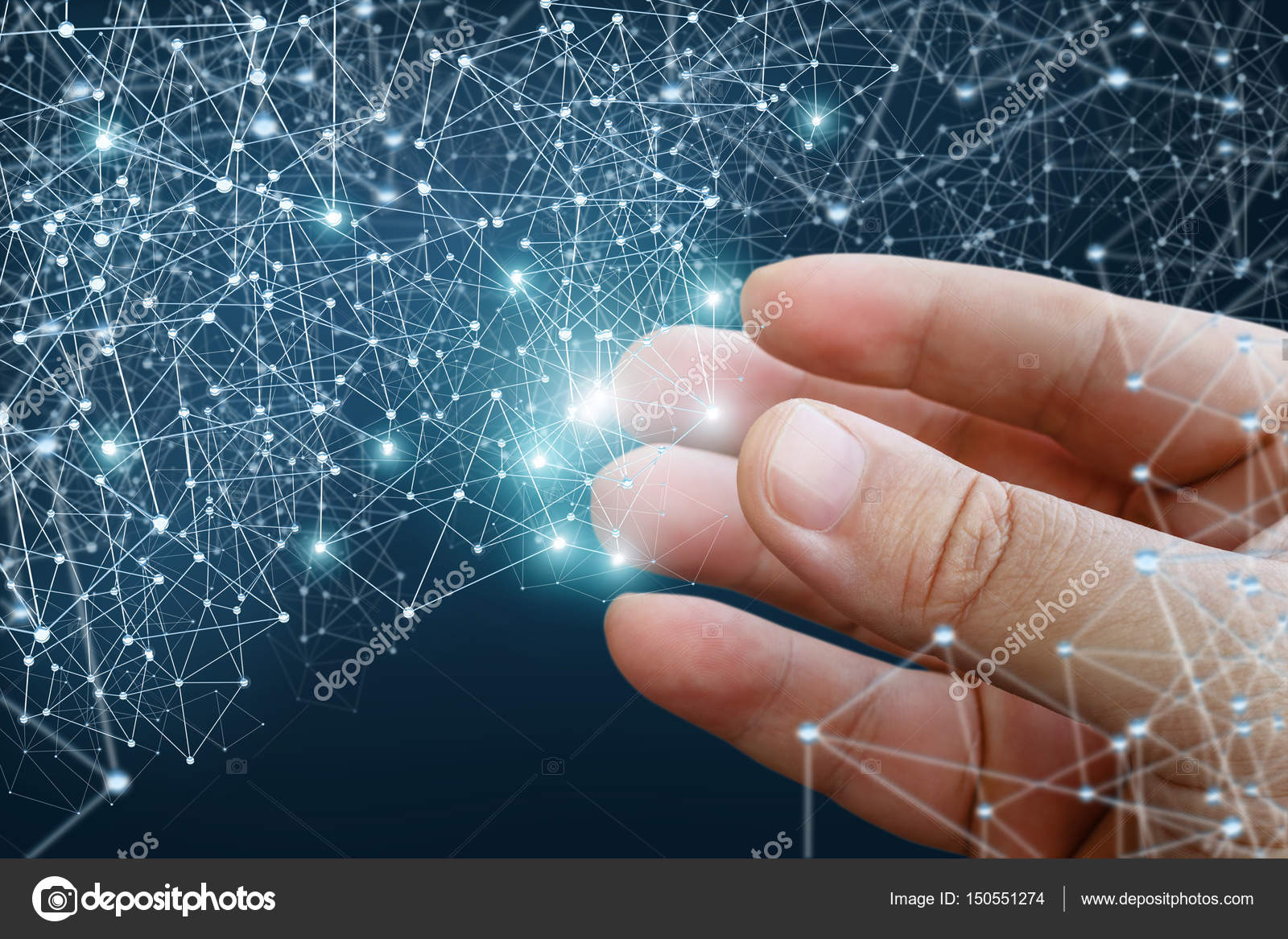 Hand demonstrating digital connection lines . Stock Photo by ©NataliMis ...