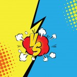 Comics vs frame. Versus lightning ray border, comic fighting due Stock ...