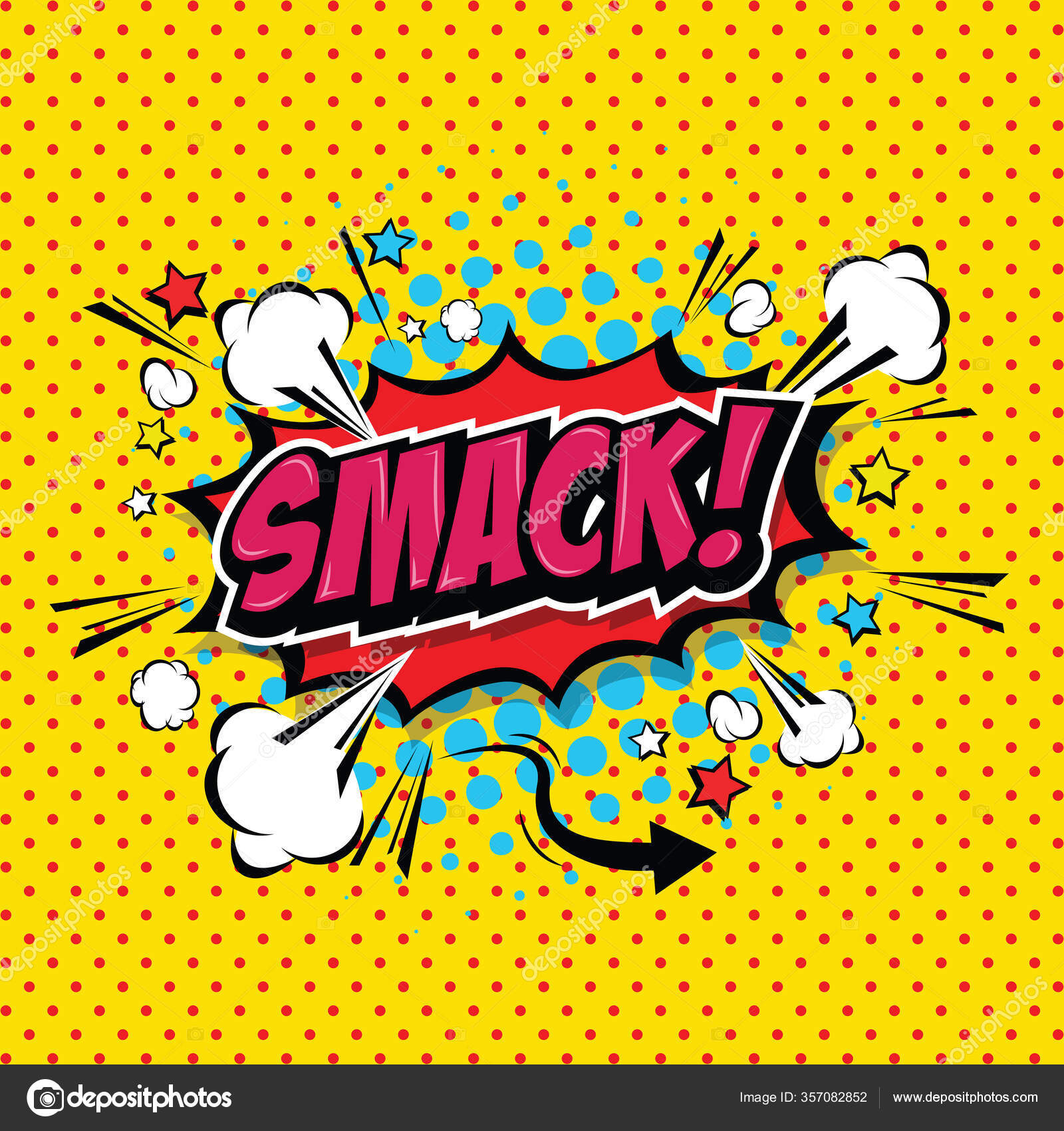 Smack Comic Speech Bubble Cartoon Inglés Arte Ilustración Vector ...