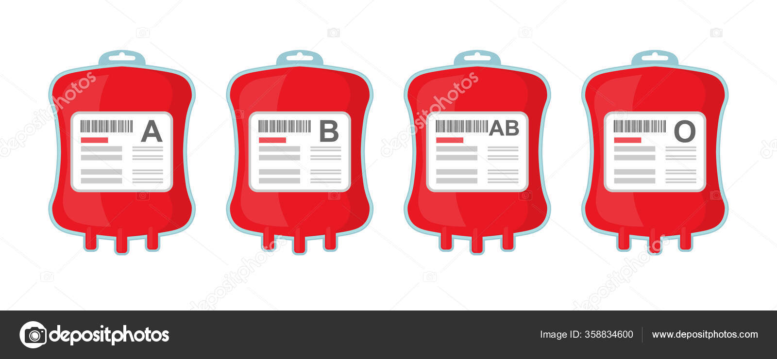 Bags Different Blood Types Concept Blood Donation Help Victims Vector ...