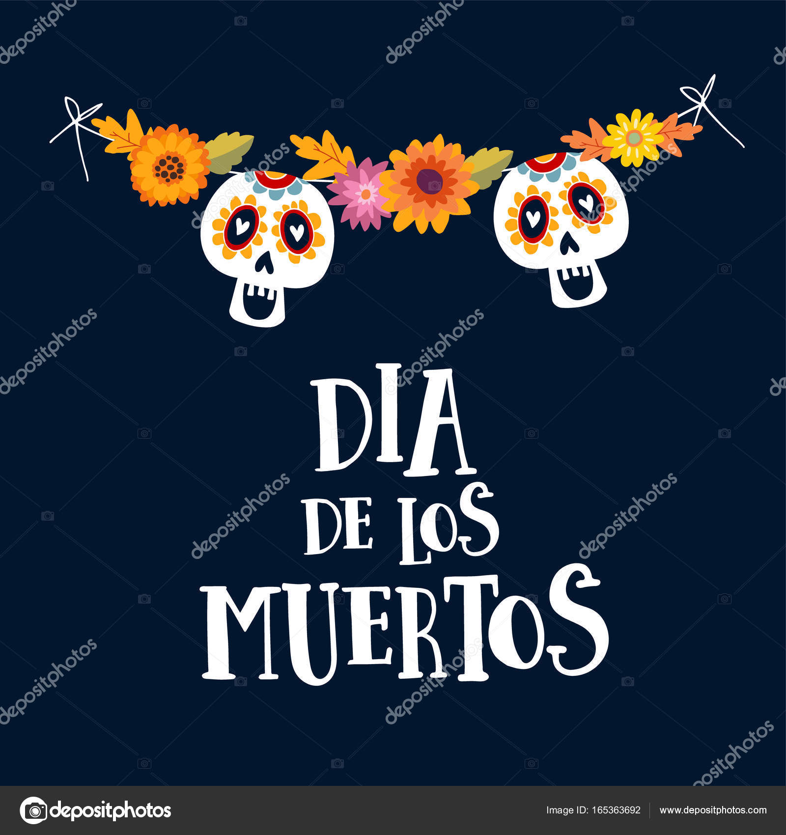 Dia de los Muertos or Halloween greeting card, invitation. Mexican Day ...