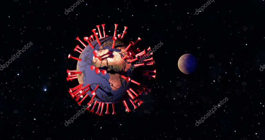Representación 3D de la Tierra infectada por coronavirus. La Tierra ...