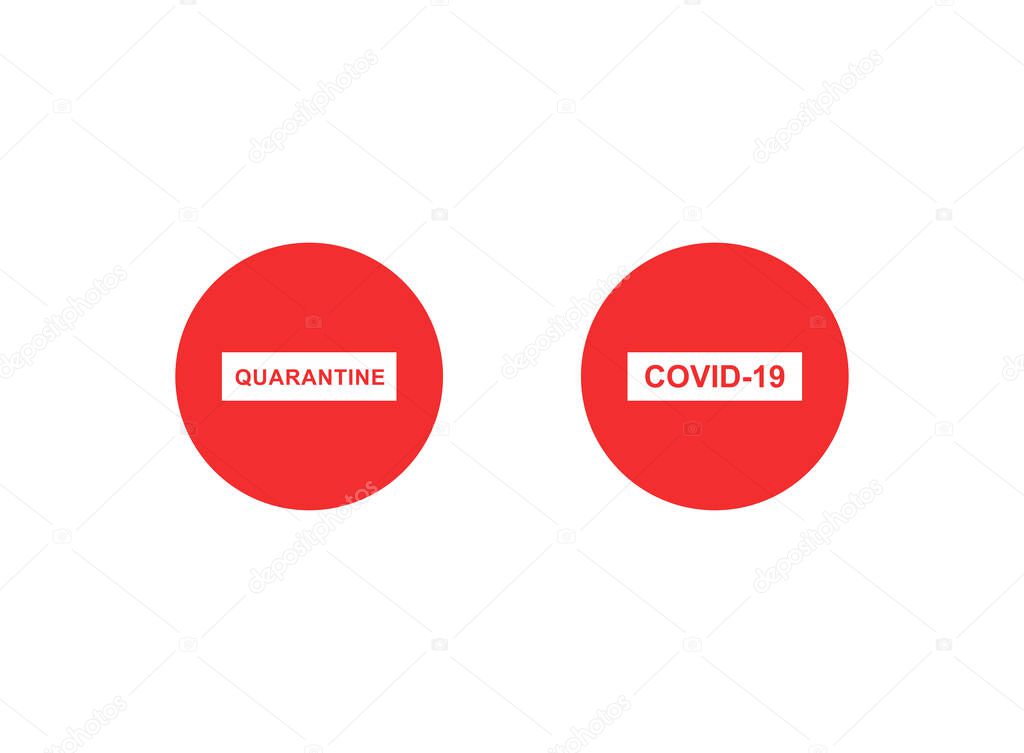 señales de parada rojas con cuarentena y letras covid-19 sobre fondo ...