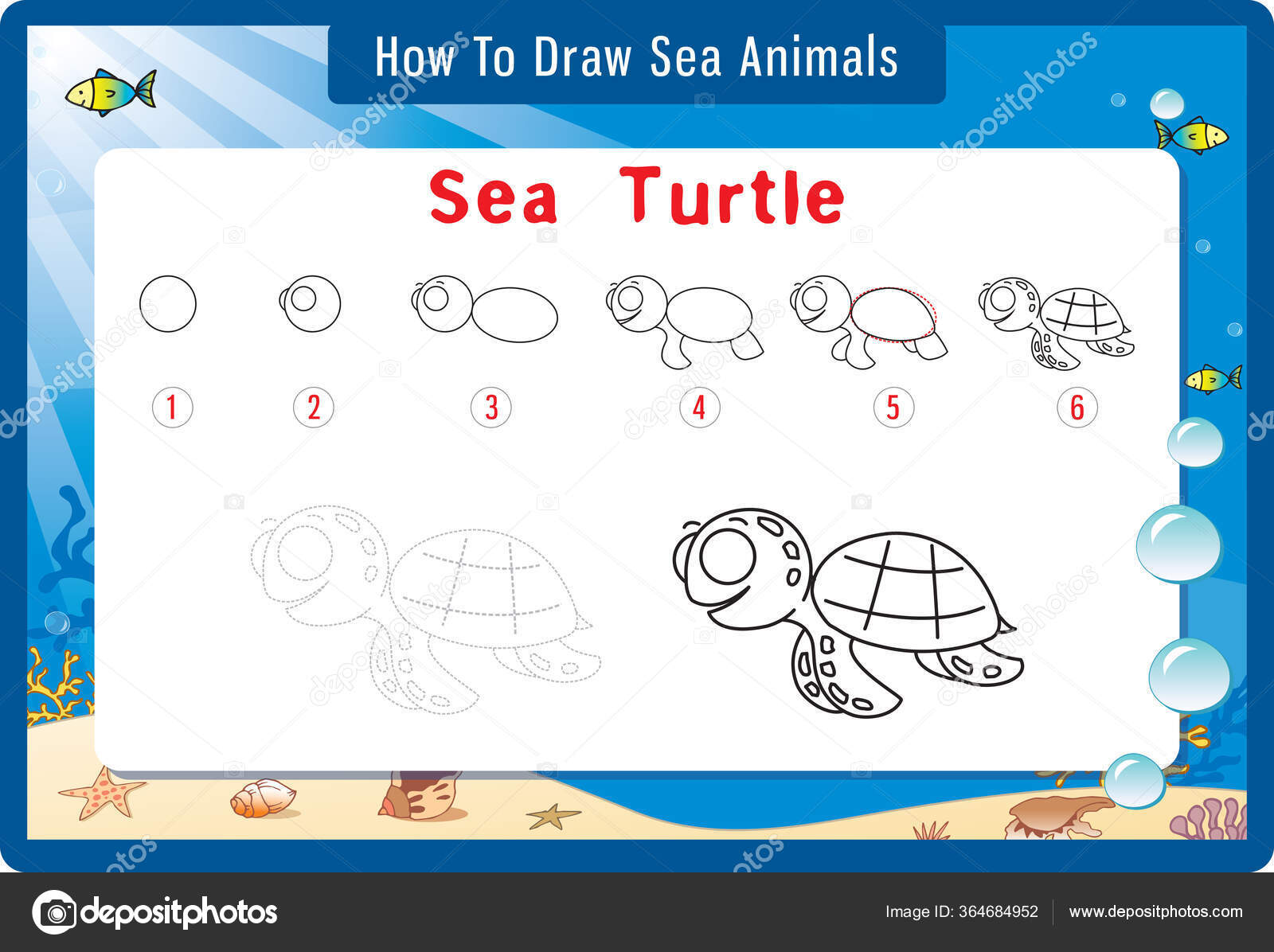 How To Draw A Sea Turtle Step By Step For Kids