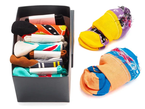 Stack of socks in the box isolated on white background. - Stock Image ...
