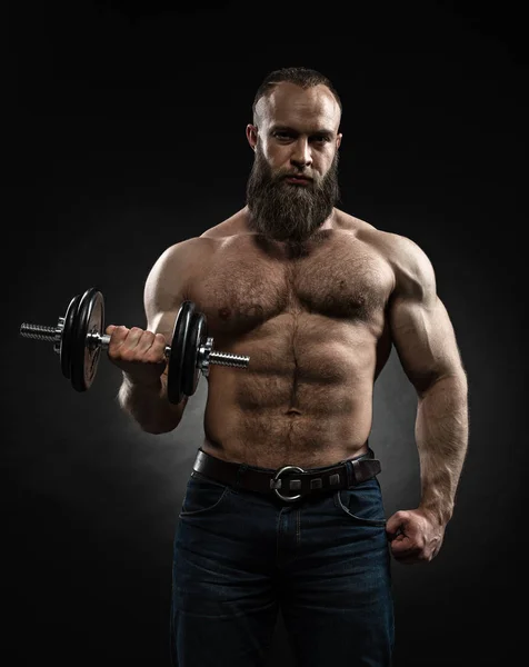 Portrait of handsome bearded man with fashionable hairstyle — Stock ...