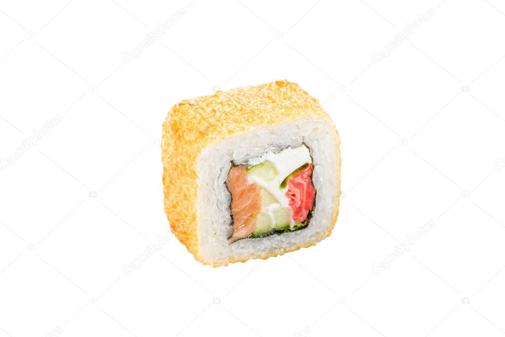 rollo de sushi aislado sobre fondo blanco cocina tradicional japonesa ...