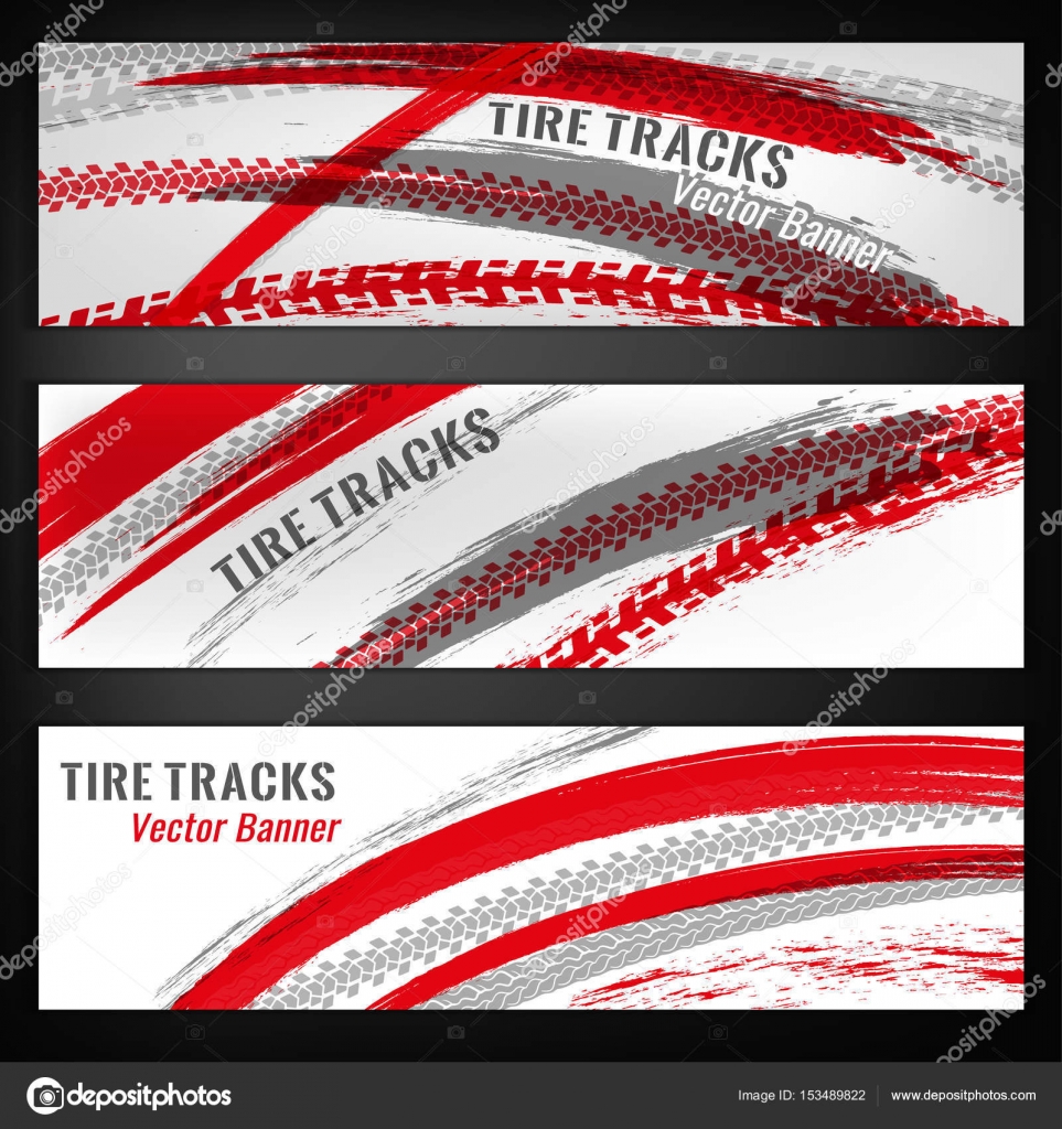 Tire track banners Stock Vector by ©annyart 153489822