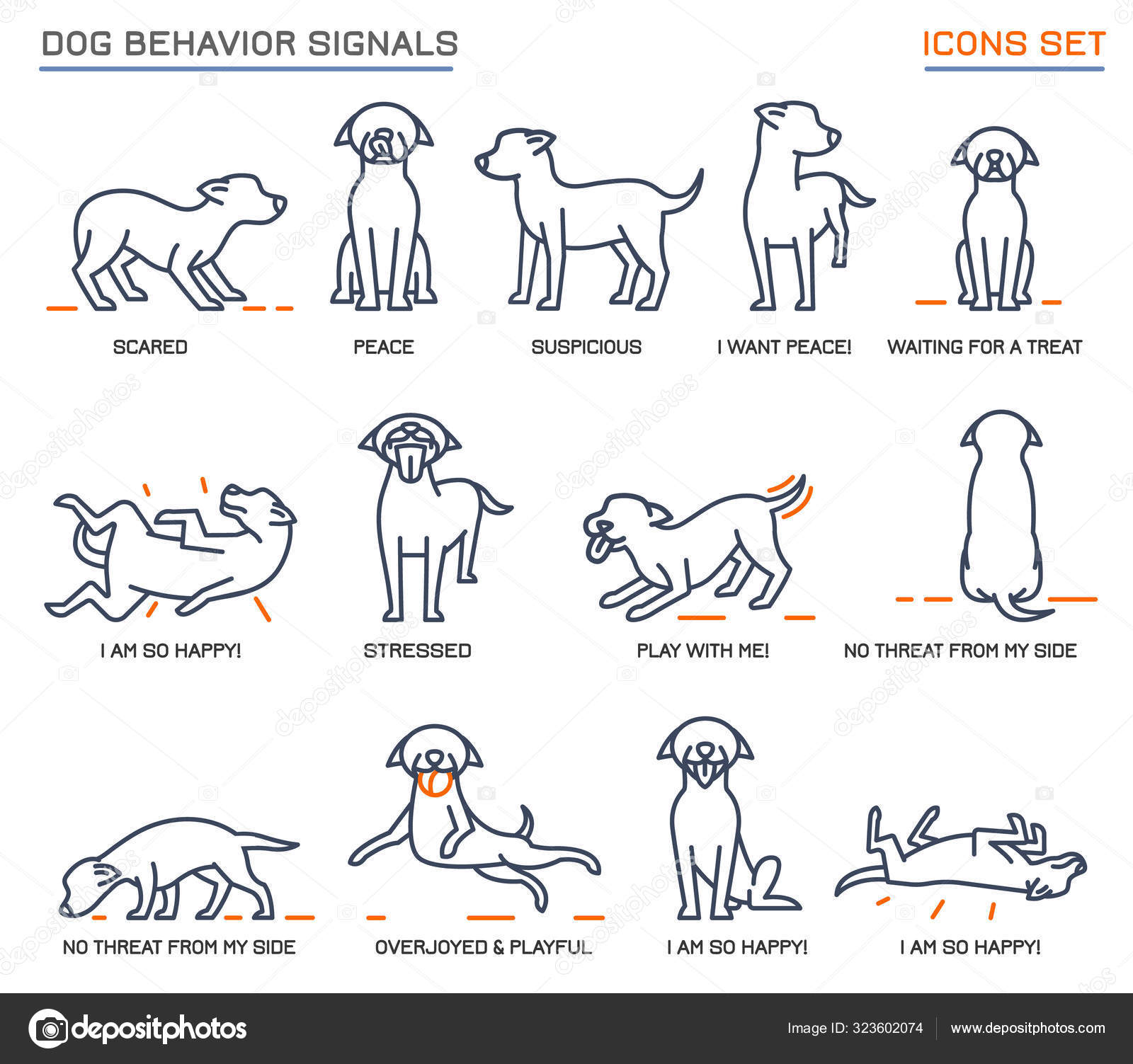 Dog Behavior Icons Stock Vector Image by ©annyart #323602074