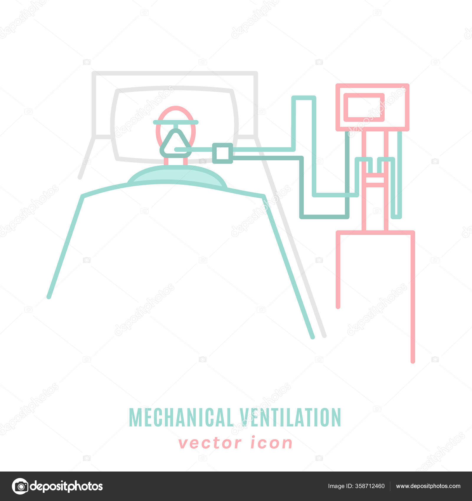 Mechanical Lung Ventilation Icon Pulmonary Procedure Pictogram Acute ...
