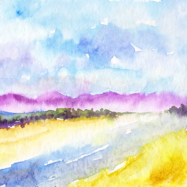 Watercolor Land Illustration Card Decor Invitation Stock Photo by ...