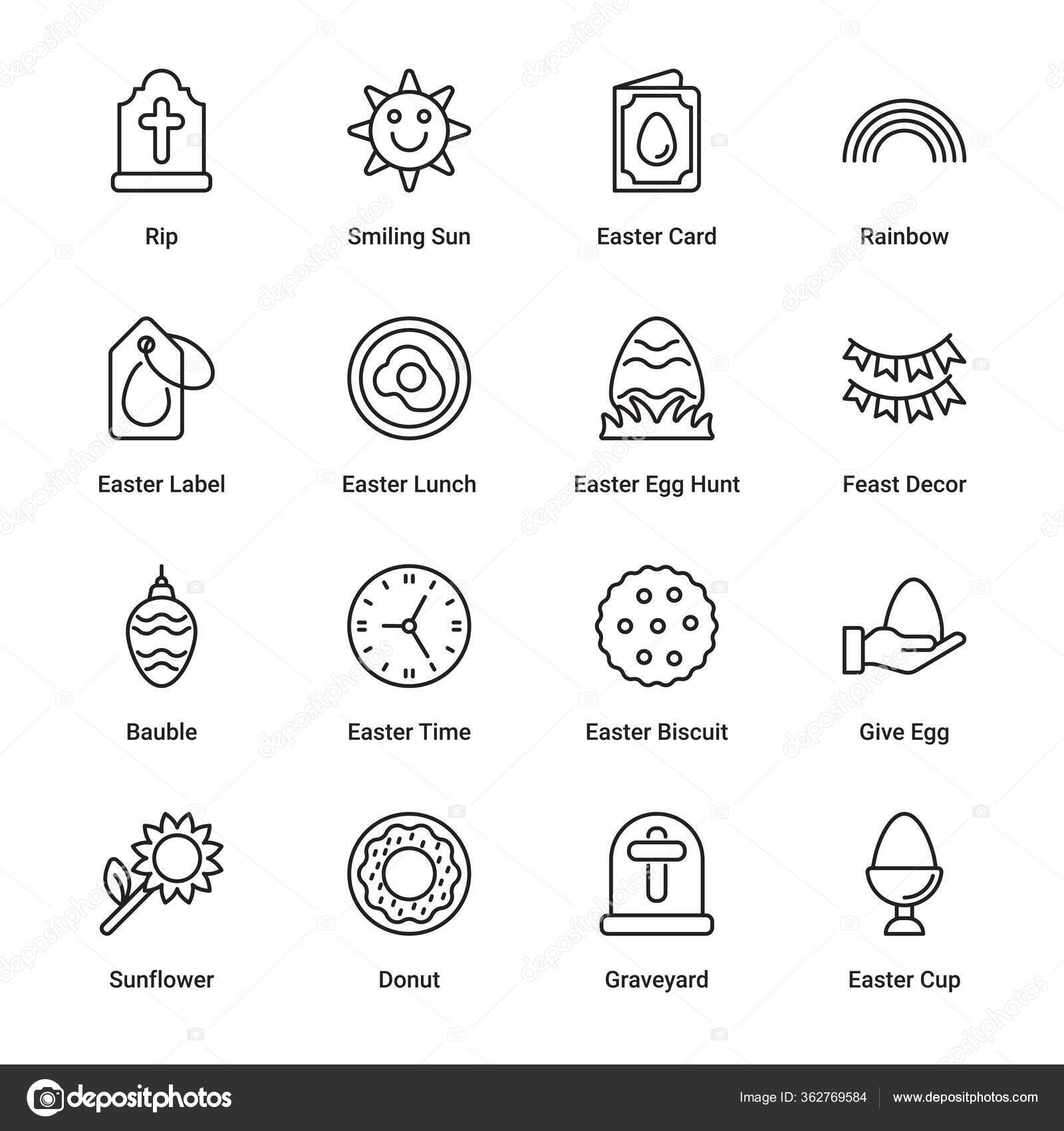 Easter Outline Icons Stroke Vector ⬇ Vector Image by © vectorstank ...