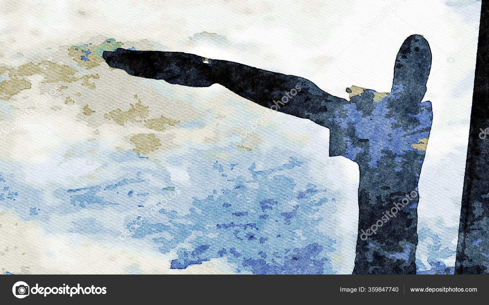 Watercolor Representing Human Shadow Outstretched Arm Stock ...