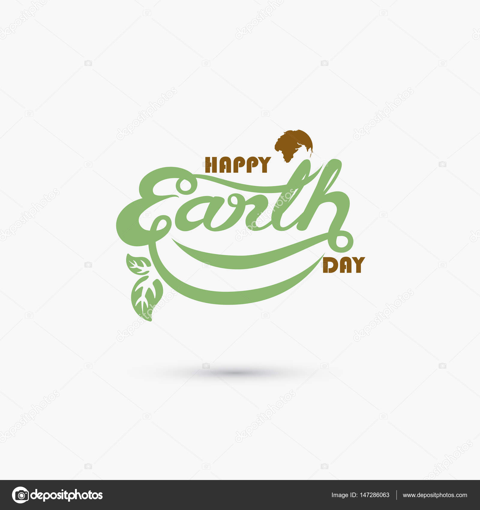 Green Happy Earth Day Typographical Design Elements. Happy Earth Stock ...