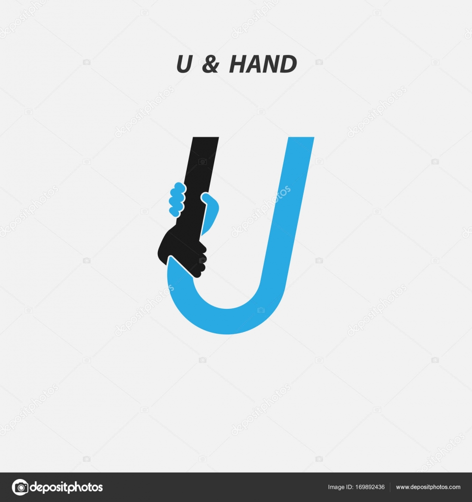 U - Letter abstract icon & hands logo design vector template.Ita ...