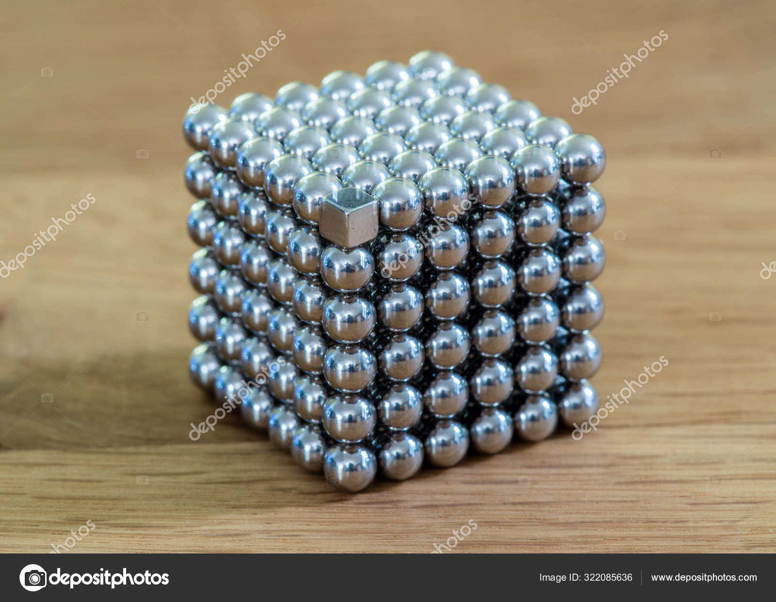 Metal ball in a cube of square magnets Stock Photo by ©22649330 322085636