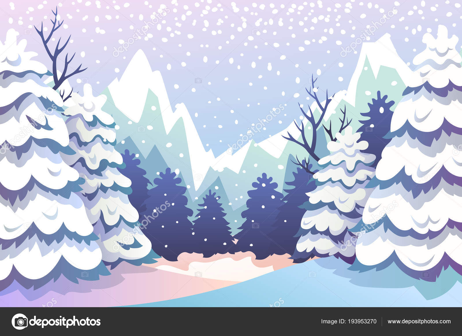 Winter Cartoon Landscape Vector Illustration Stock Vector Image by ...