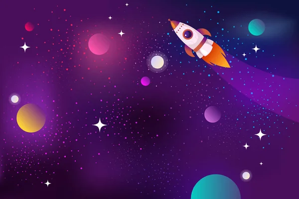 Horizontal space background with abstract shape and planets. Web design ...
