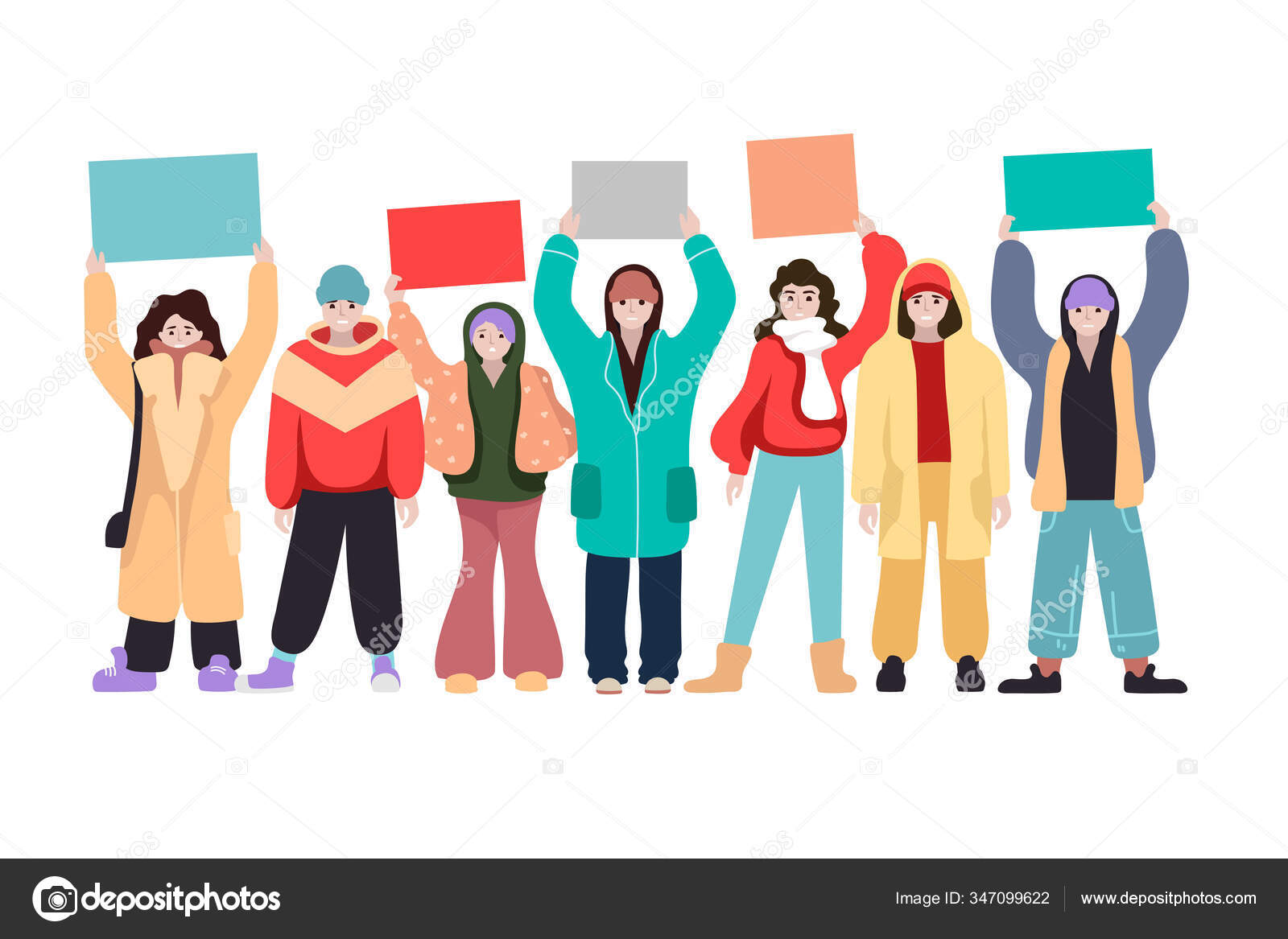 Une Foule Gens Tenant Une Bannière Manifestation Sociale Jeunes ...