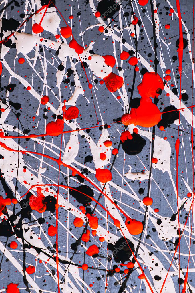 Cuadro pintado utilizando la técnica de goteo. Mezcla de diferentes ...