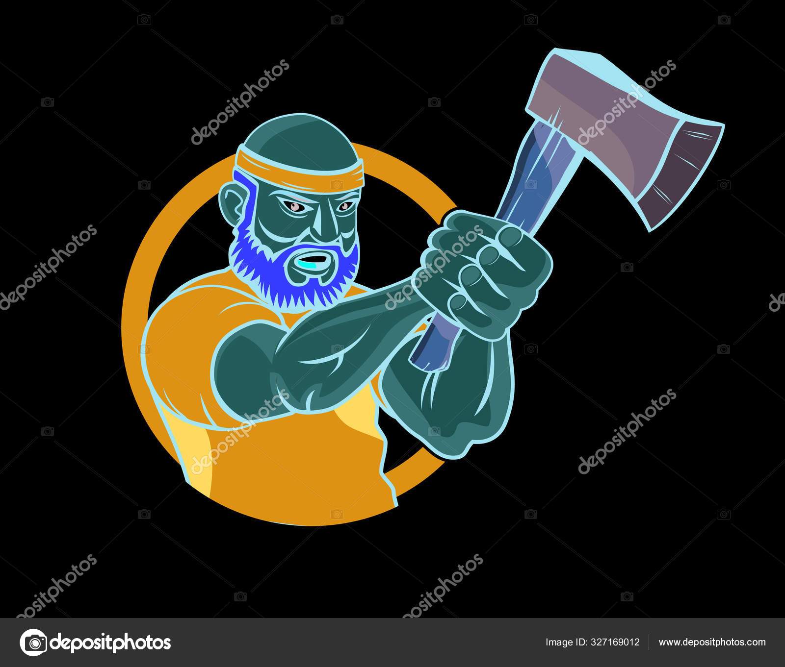 Vector Man Master Cartoon Character Axe Throwing Logo Design Design ...