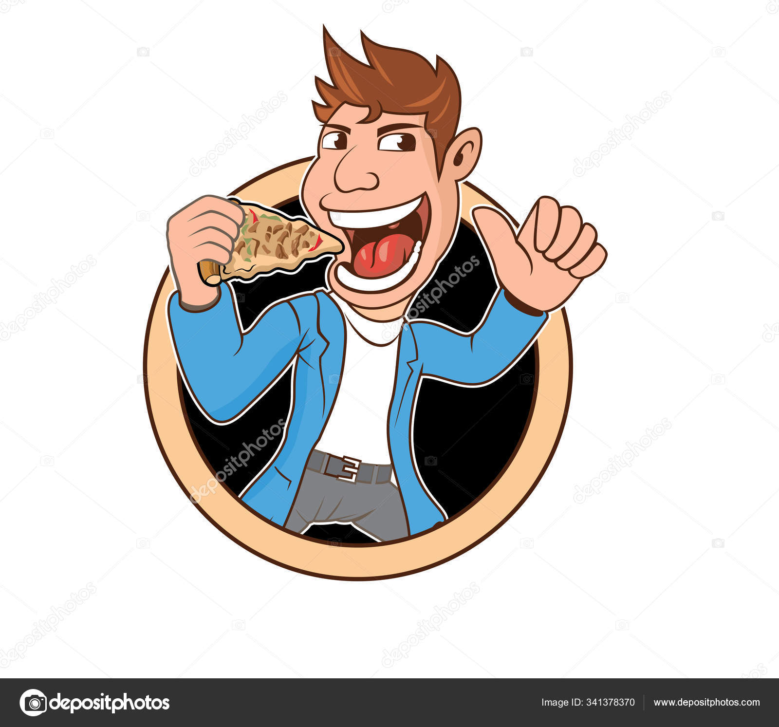 Vector Man Cartoon Eating Pepperoni Pizza Design Eps Format Suitable ...