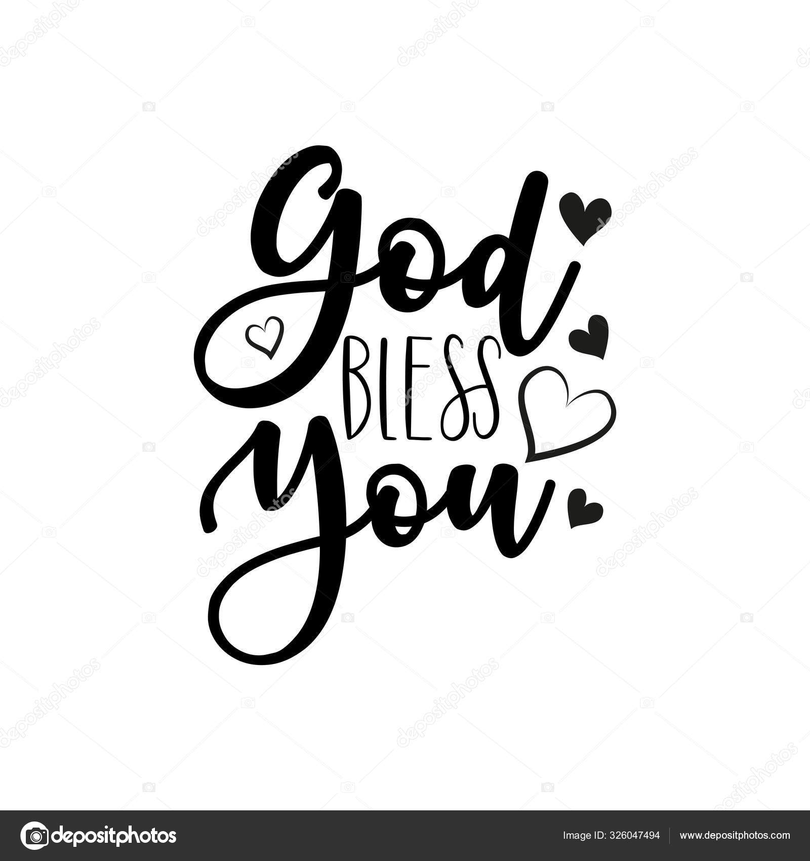 God Bless You Calligraphy Text Heart Good Greeting Card Shirt Stock ...