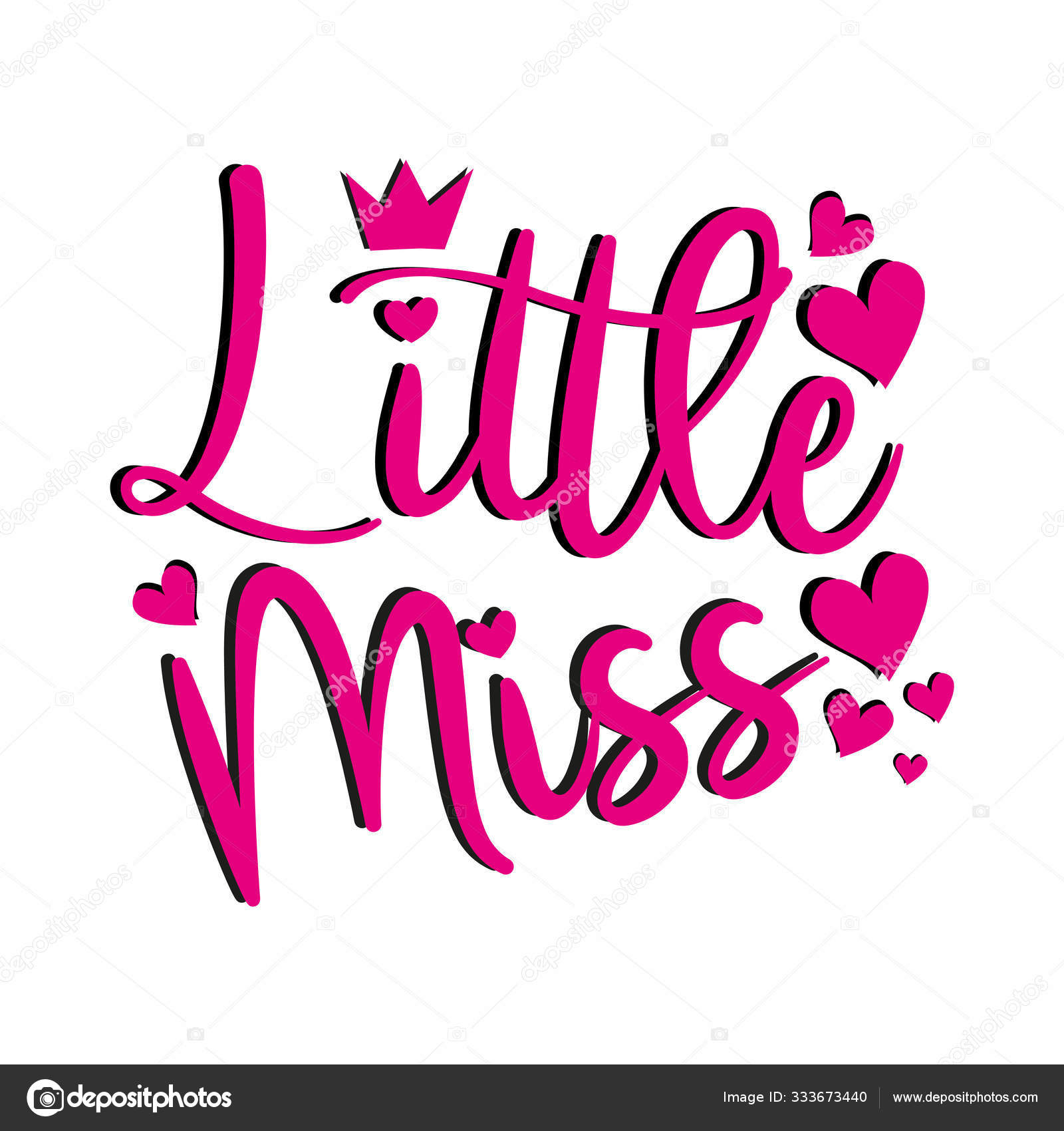 Pequeña Miss Texto Caligráfico Con Corona Corazones Bueno Para ...