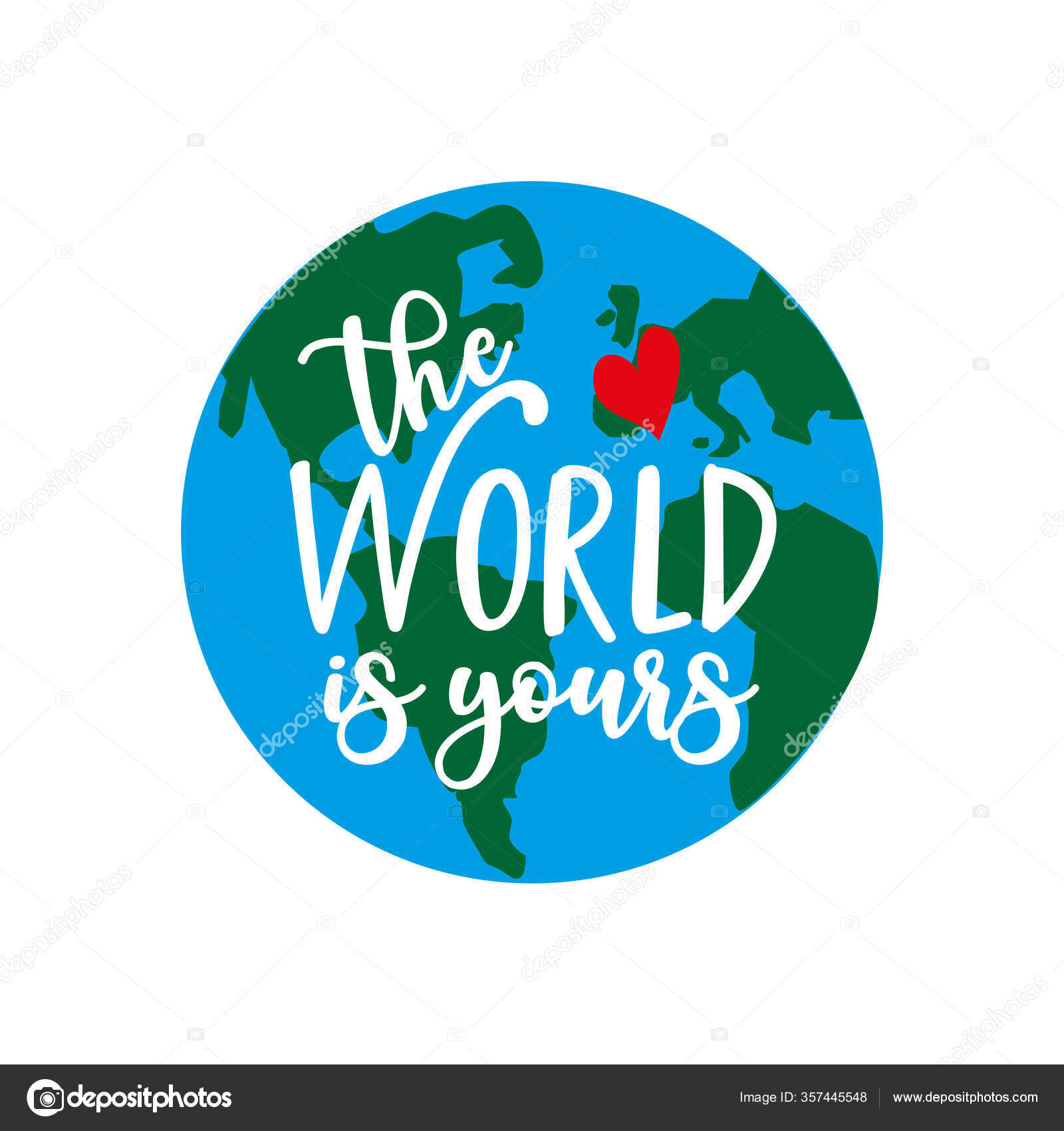 World Yours Saying Hand Drawn Earth Planet Good Poster Banner Stock ...