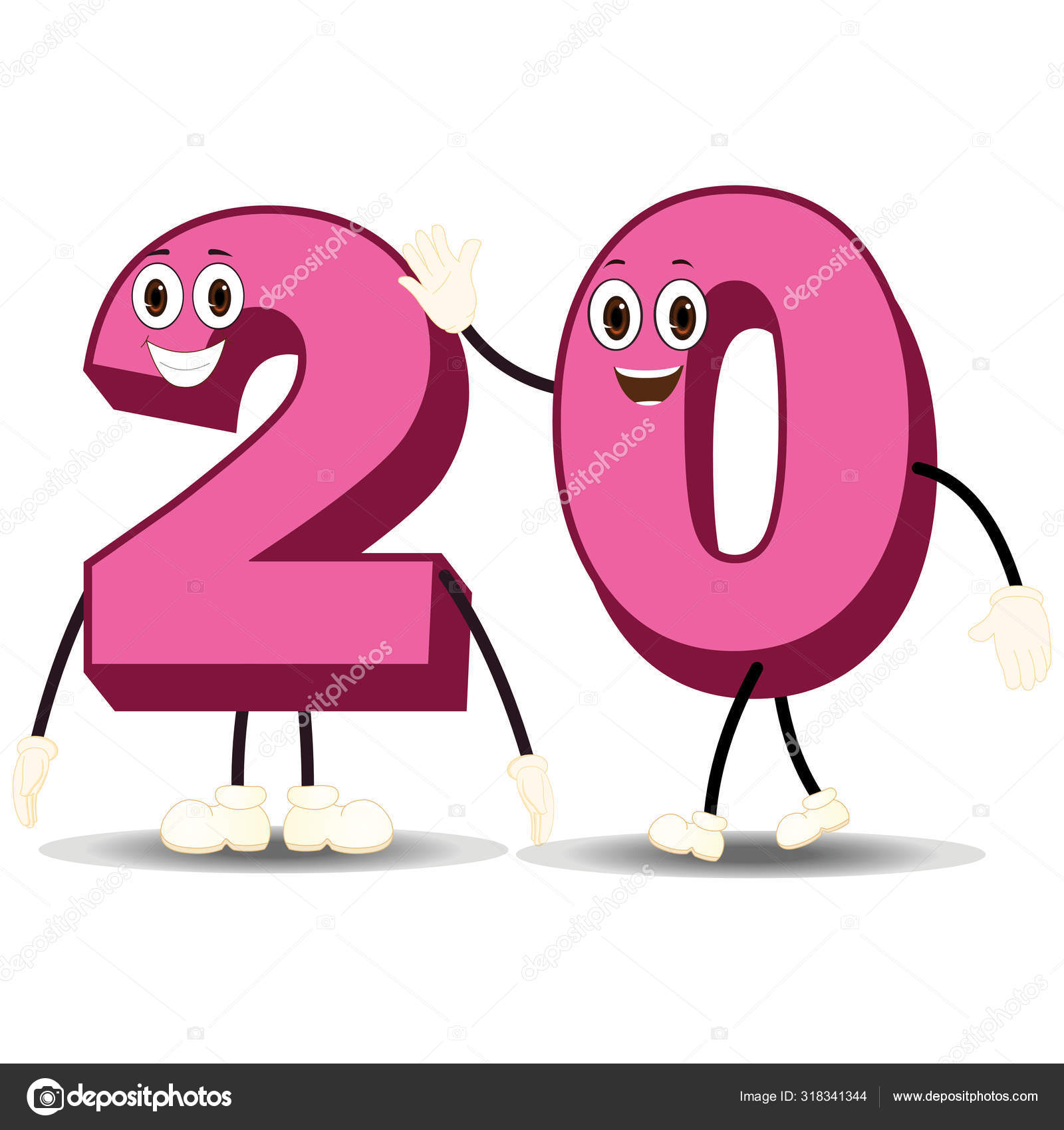 Number Twenty Character Cartoon Vector Image Stock Vector, 50% OFF