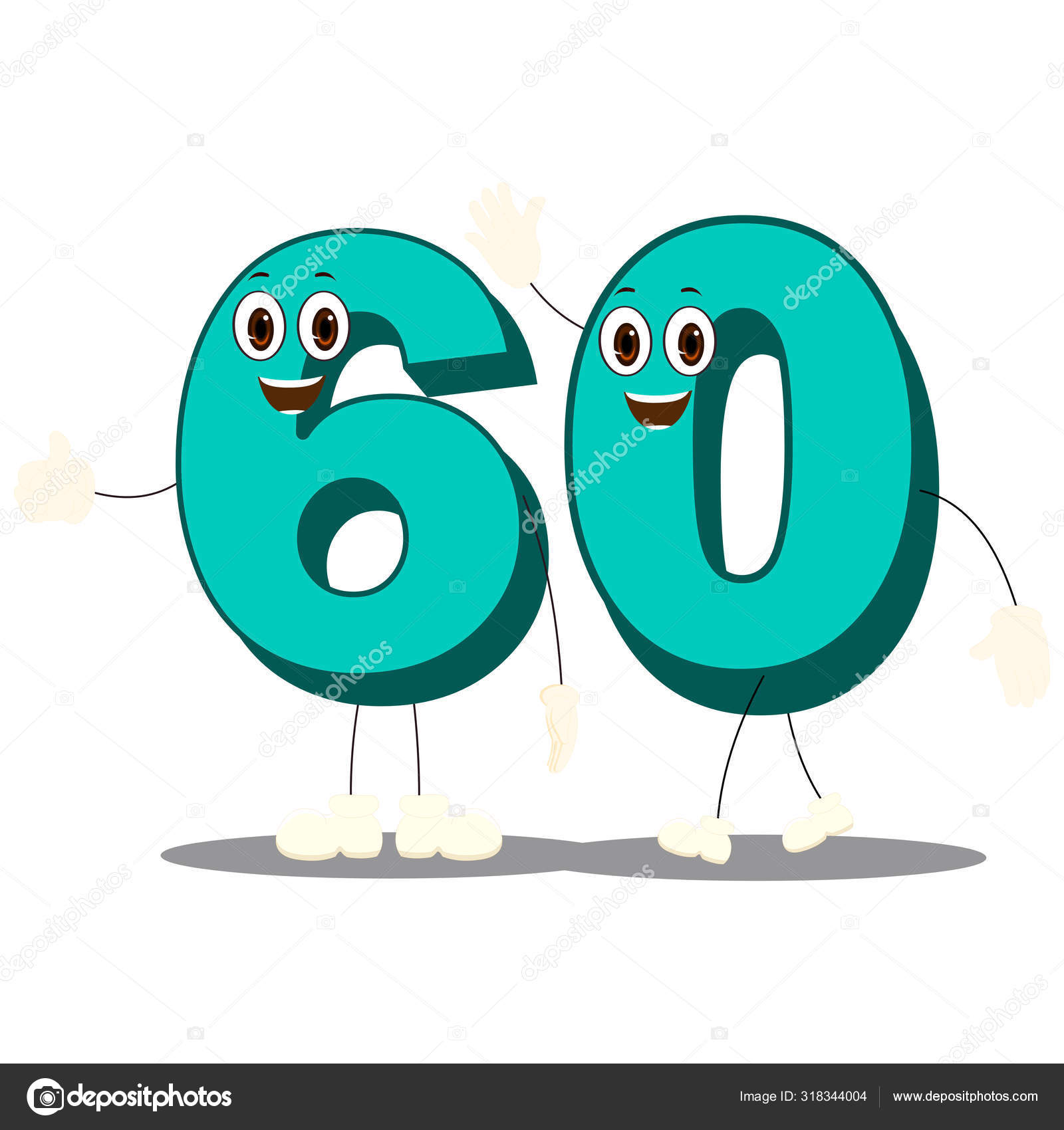 Número Sesenta Imagen Vectorial Dibujos Animados Vector de stock por ...