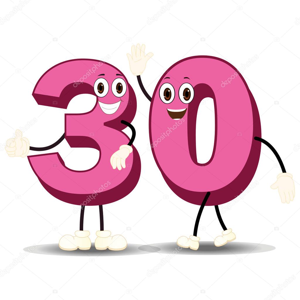 Número Treinta Imagen Vectorial Dibujos Animados Vector de stock por ...