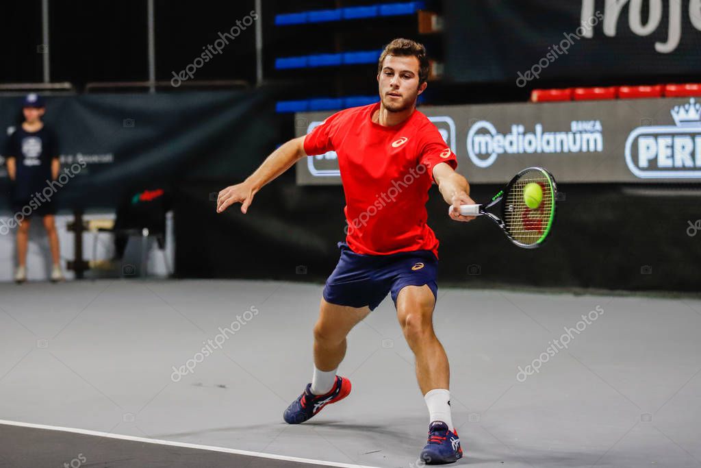 hugo gaston durante ATP Bergamo Challenger, Tenis Internacionales en Bérgamo, 22 de febrero de ...