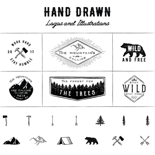 Rustic Logos Set Rustic Logo Templates Designs Outdoors Nature Stock ...